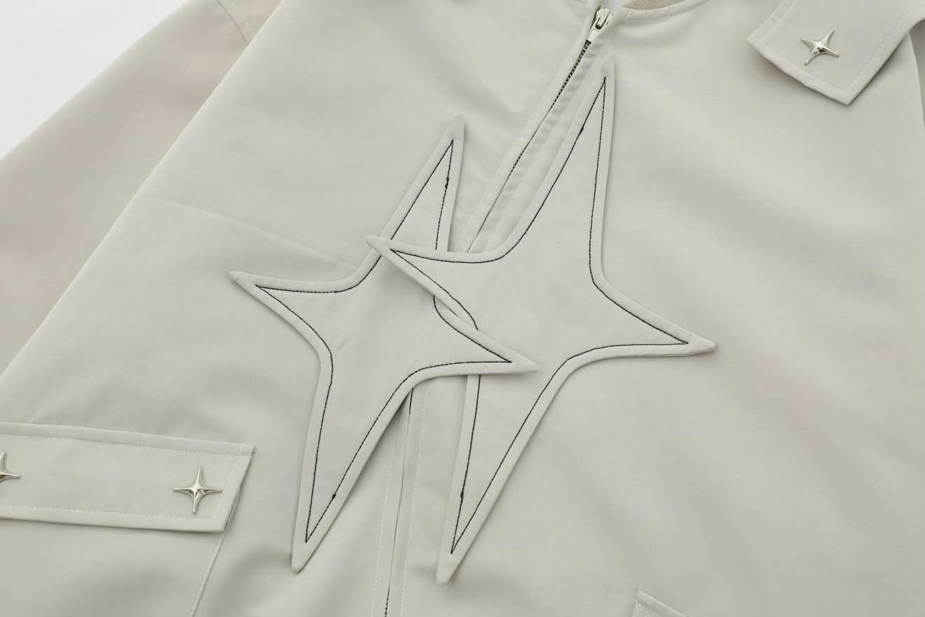 Four-pointed Star Embroidered College Coat - THEOUTSIDESIDE